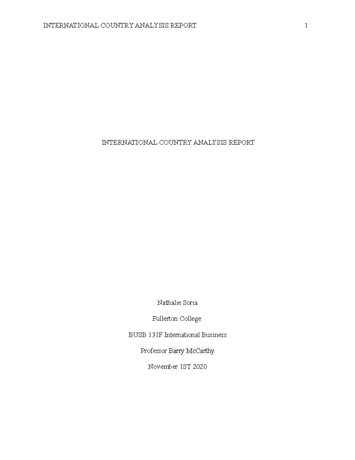 International Country Analysis Report INTERNATIONAL COUNTRY ANALYSIS international-country-analysis-report-international-country-analysis