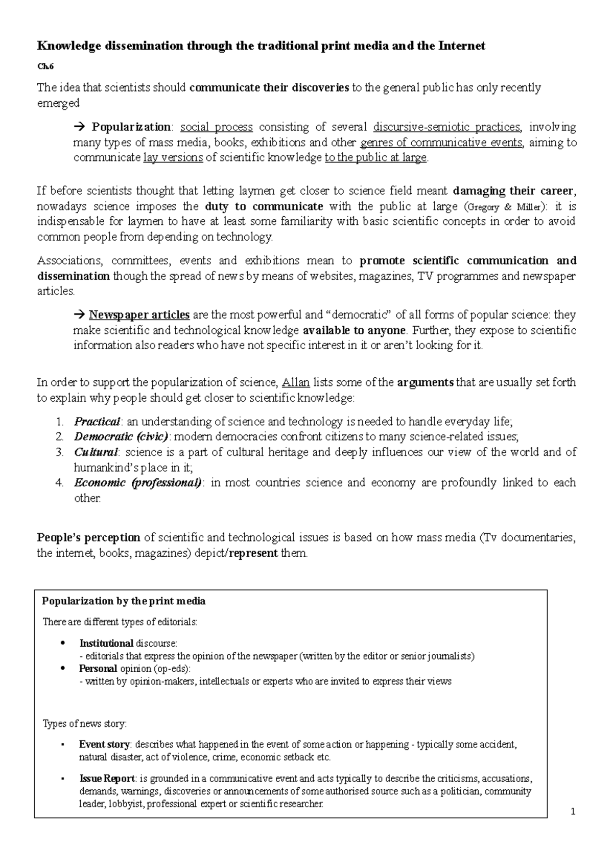 Knowledge dissemination through the traditional print media and the ...