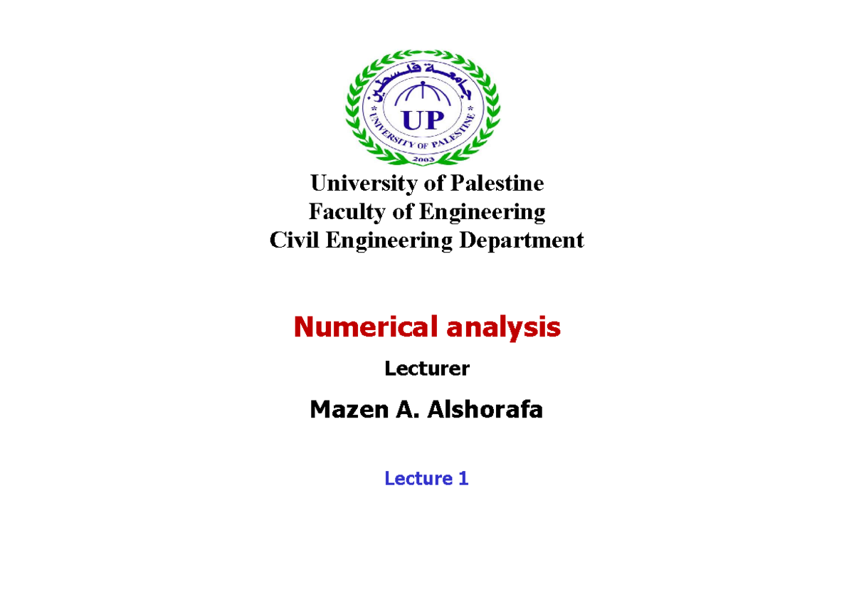 N. A. - Lecture 1 introduce you to the way - University of Palestine ...