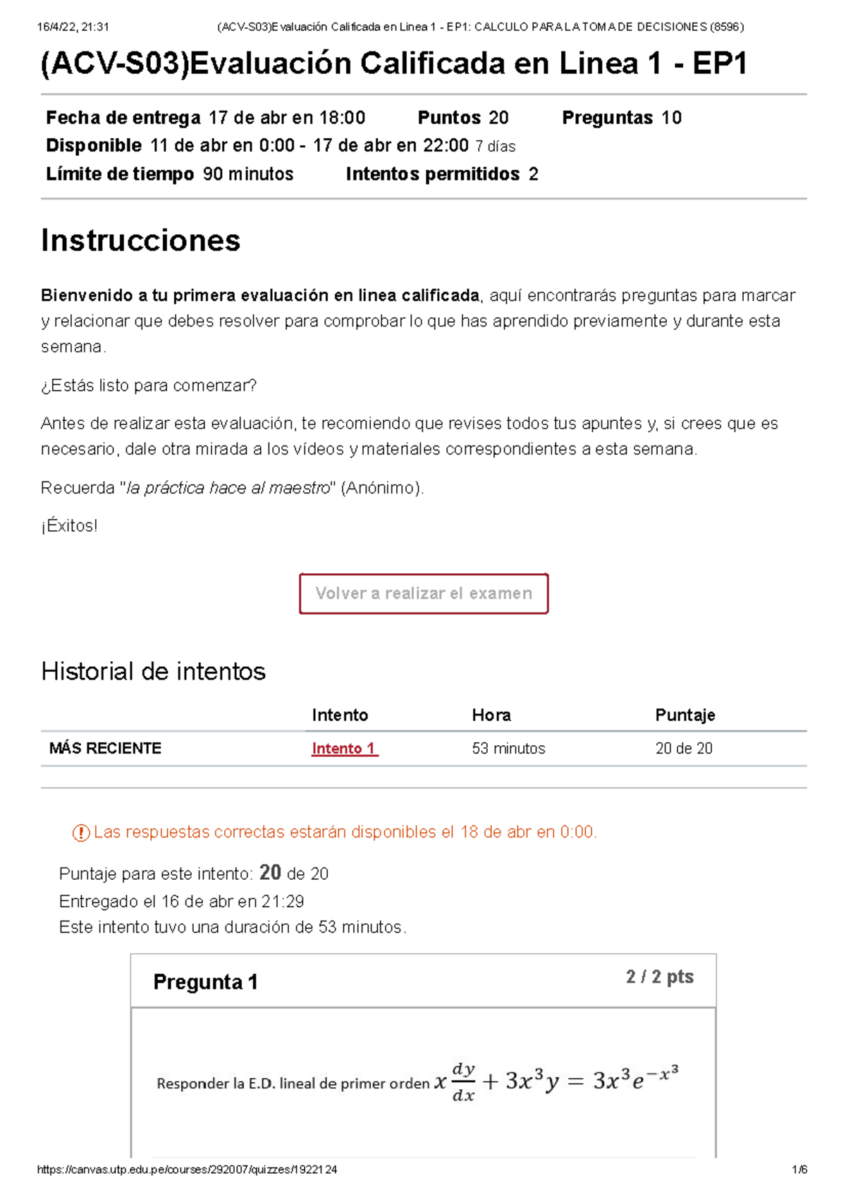 (ACV-S03)Evaluación Calificada en Linea 1 - EP1 Calculo PARA LA TOMA DE Decisiones (8596 ...