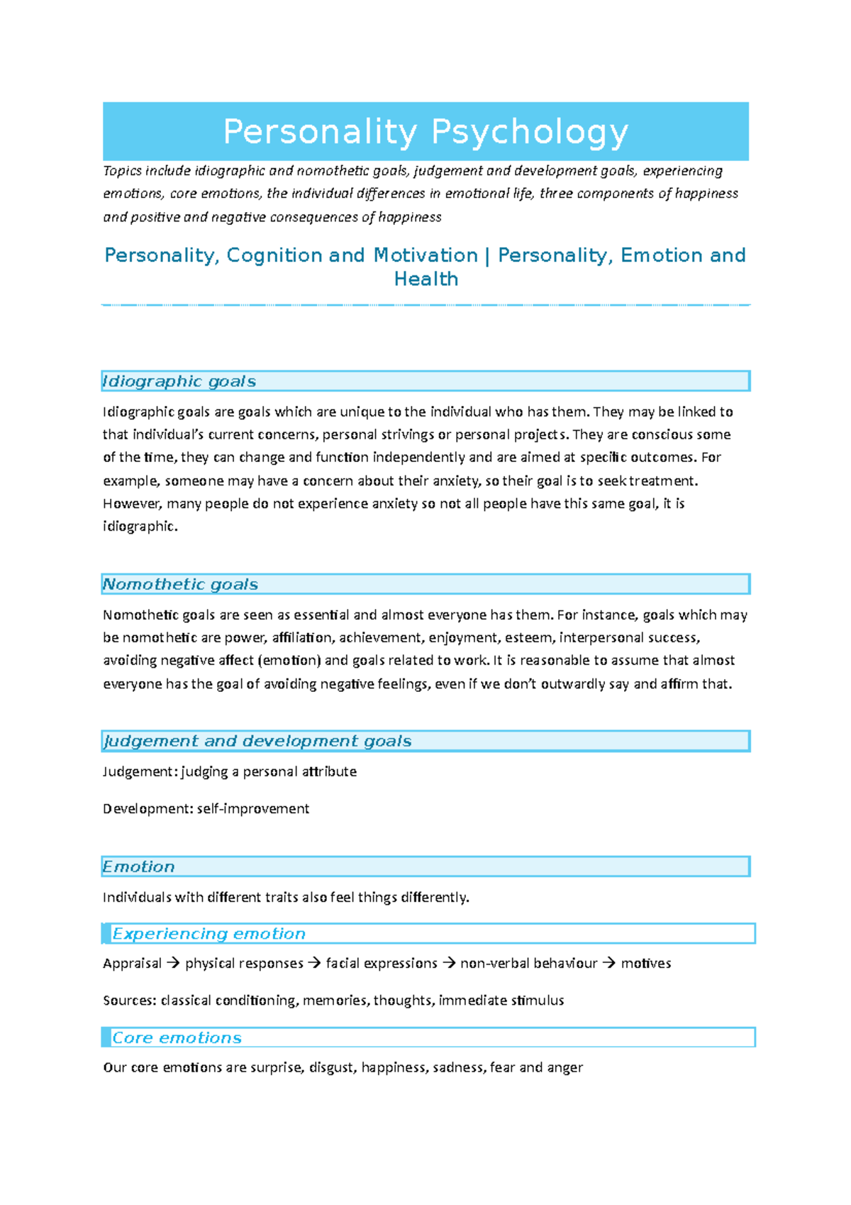 Personality Psychology 9 - Personality Psychology Topics include ...