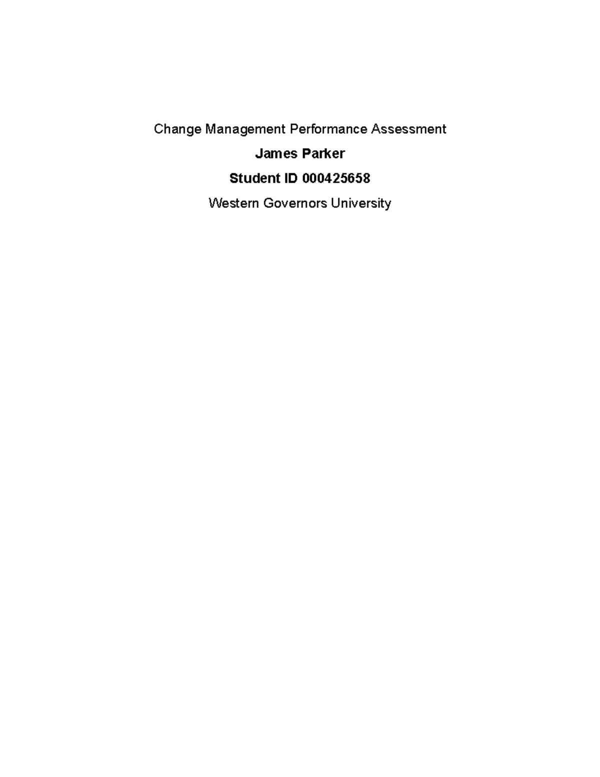 Change Management Performance Assessment 1 - The Systems Contingency ...