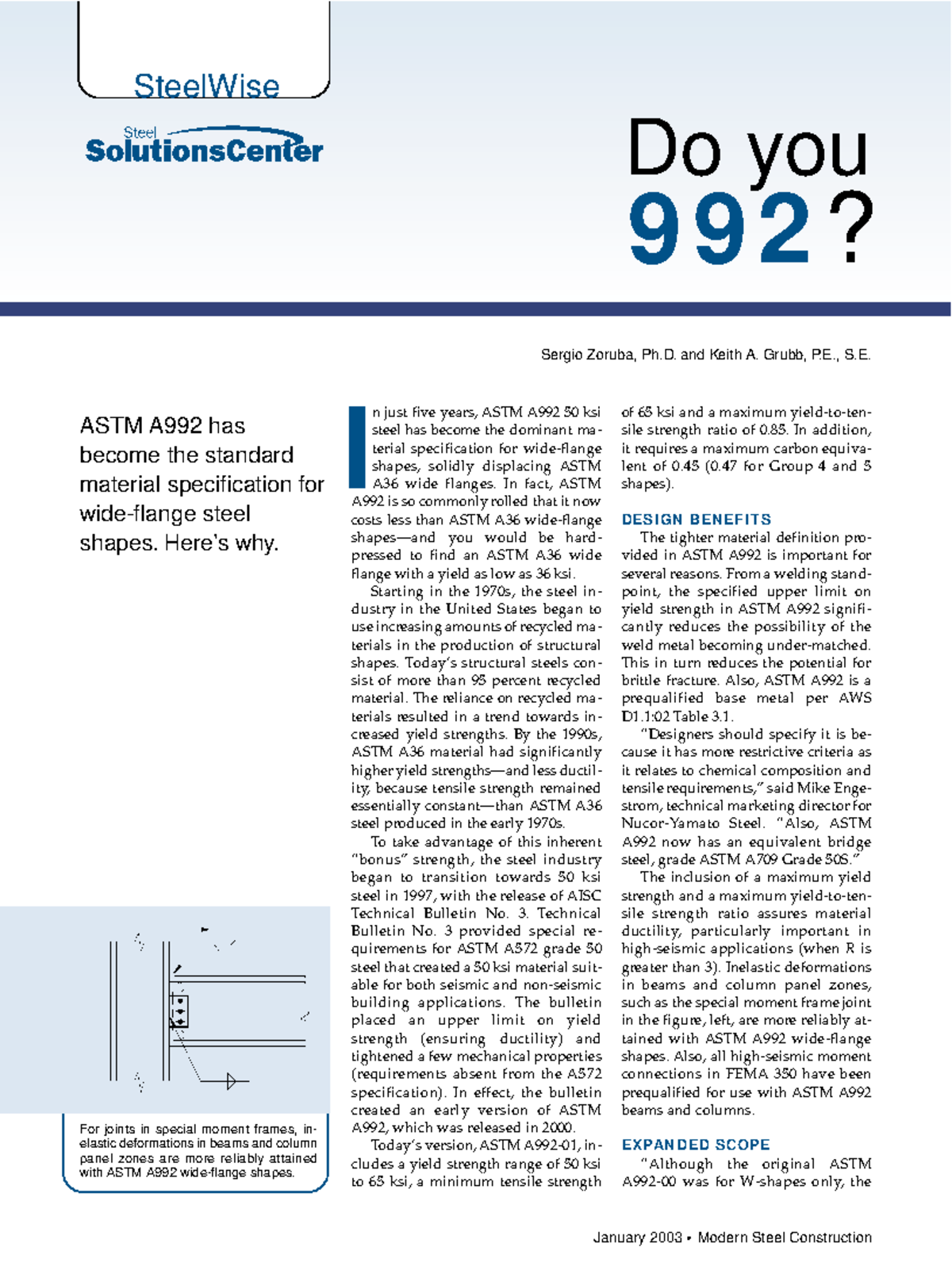 2003 01 steelwise - ASTM A992 - January 2003 • Modern Steel ...