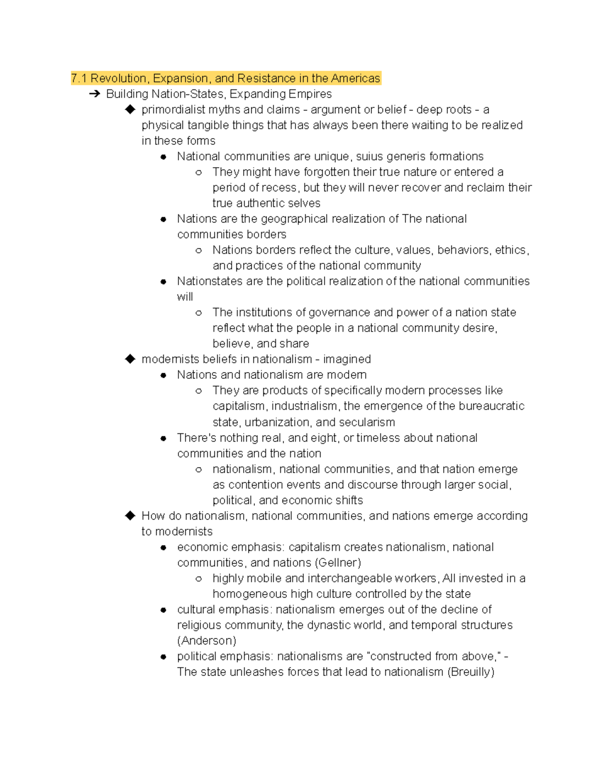 HIST 100 Week 7 Notes - 7 Revolution, Expansion, and Resistance in the ...