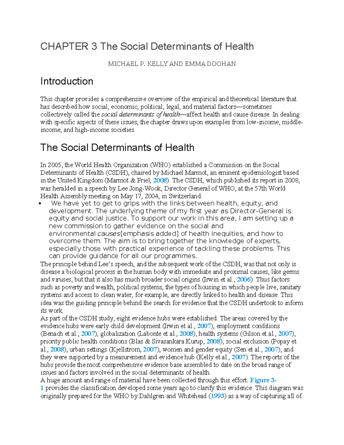 Chapter 3 - CHAPTER 3 The Social Determinants of Health MICHAEL P ...
