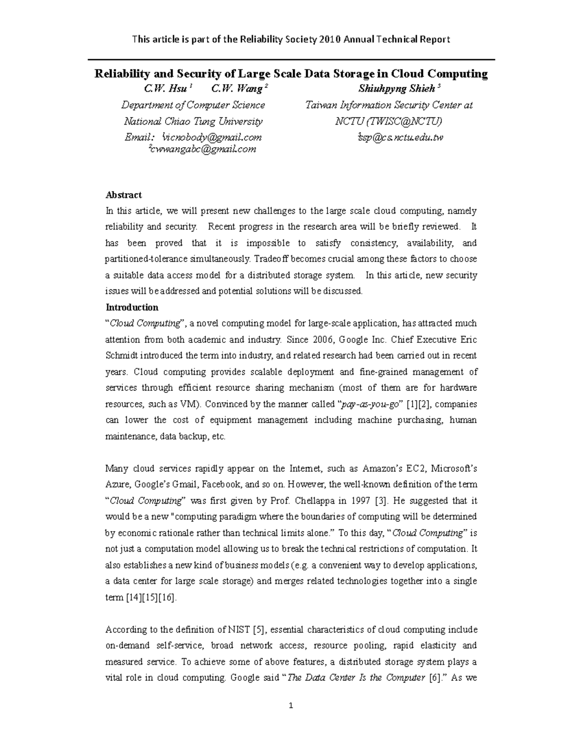 26 6-The reliability of large scale data storage in cloud computing ...