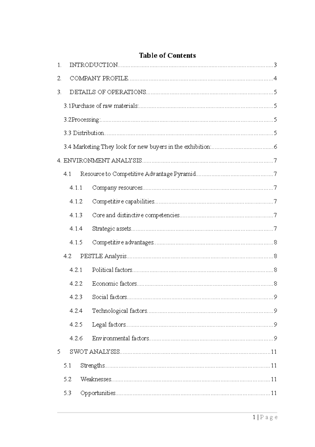 SM Report Final 2 - Table of Contents - Studocu