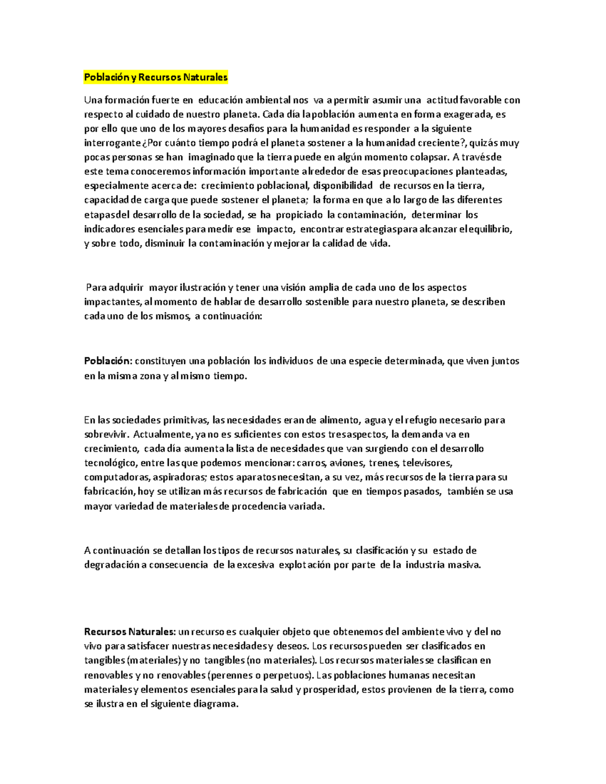 Examen de ambiental unidad 5-6 - PoblaciÛn y Recursos Naturales Una ...
