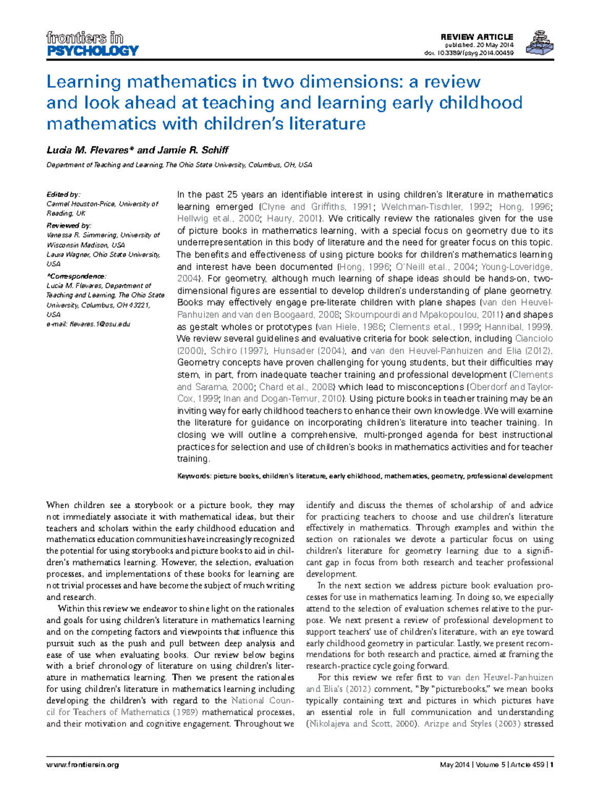Learning mathematics in two dimensions-a review and look ahead at ...