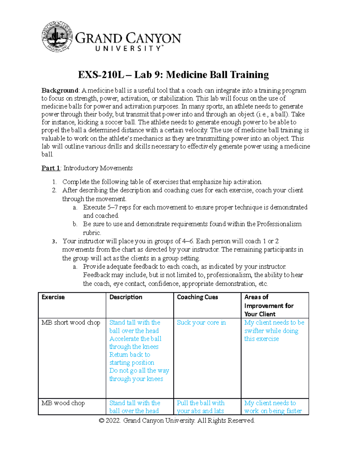 LAB 9- Medicine BALL Training - EXS-210L – Lab 9: Medicine Ball ...