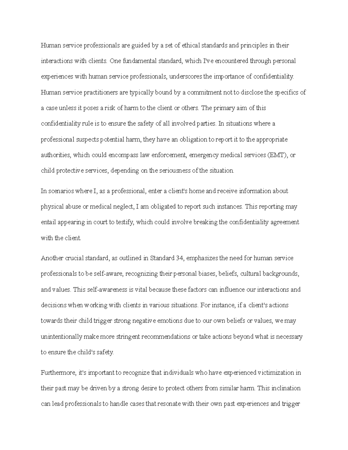 3-2 journal - Human service professionals are guided by a set of ...