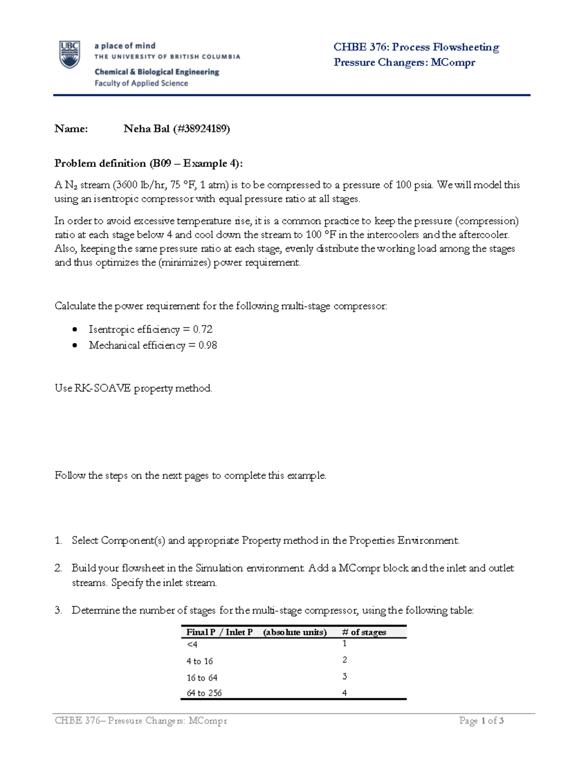 W 13 (Worksheet - MCompr) - CHBE 3 76 – Pressure Changers: MCompr Page 1 of 3 CHBE 3 76 ...