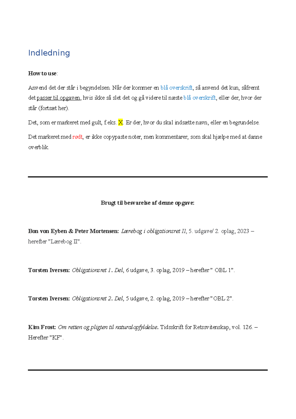 Obli-indledning - indledninger til obli - Indledning How to use: Anvend ...