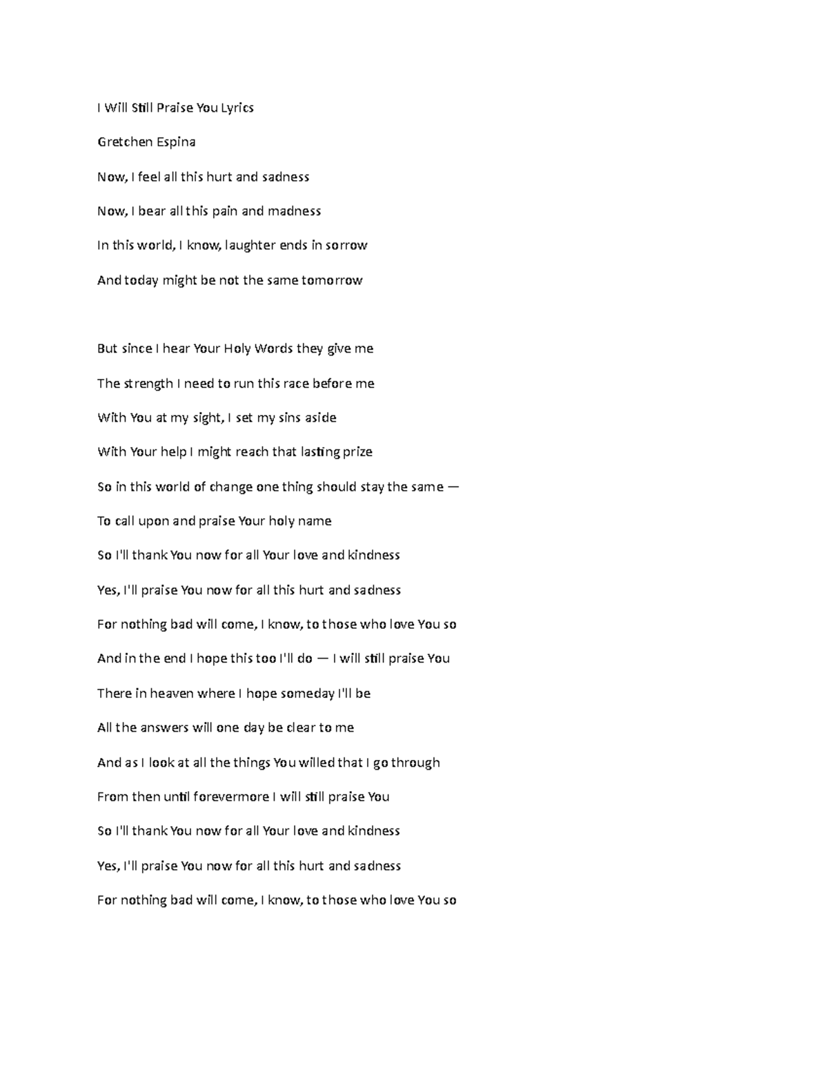 I Will Still Pr-WPS Office - I Will Still Praise You Lyrics Gretchen ...