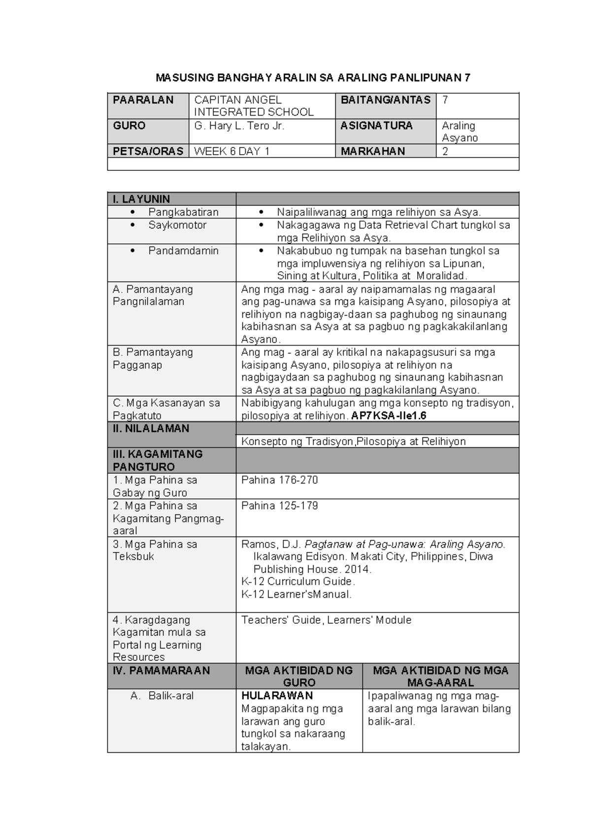 Konsepto ng tradisyon, pilosopiya at relihiyon. AP7KSA-IIe1.6 d ...