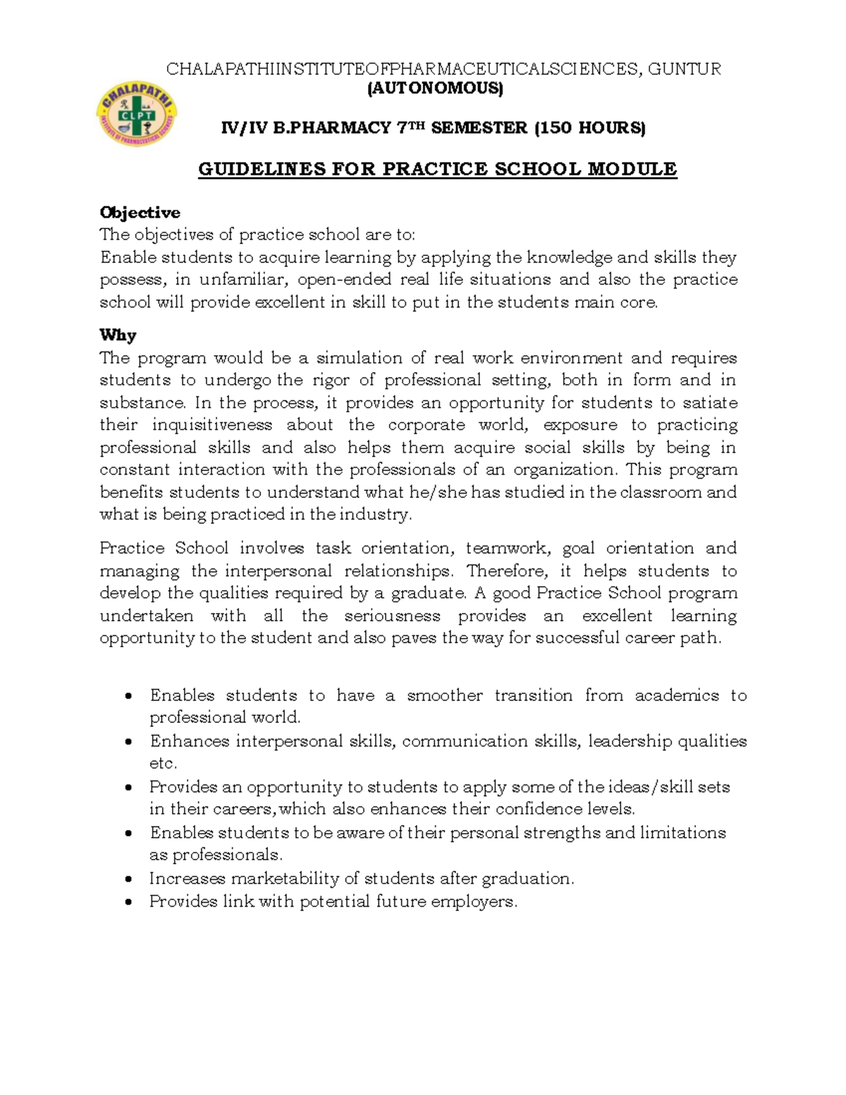 modules for practice school ...