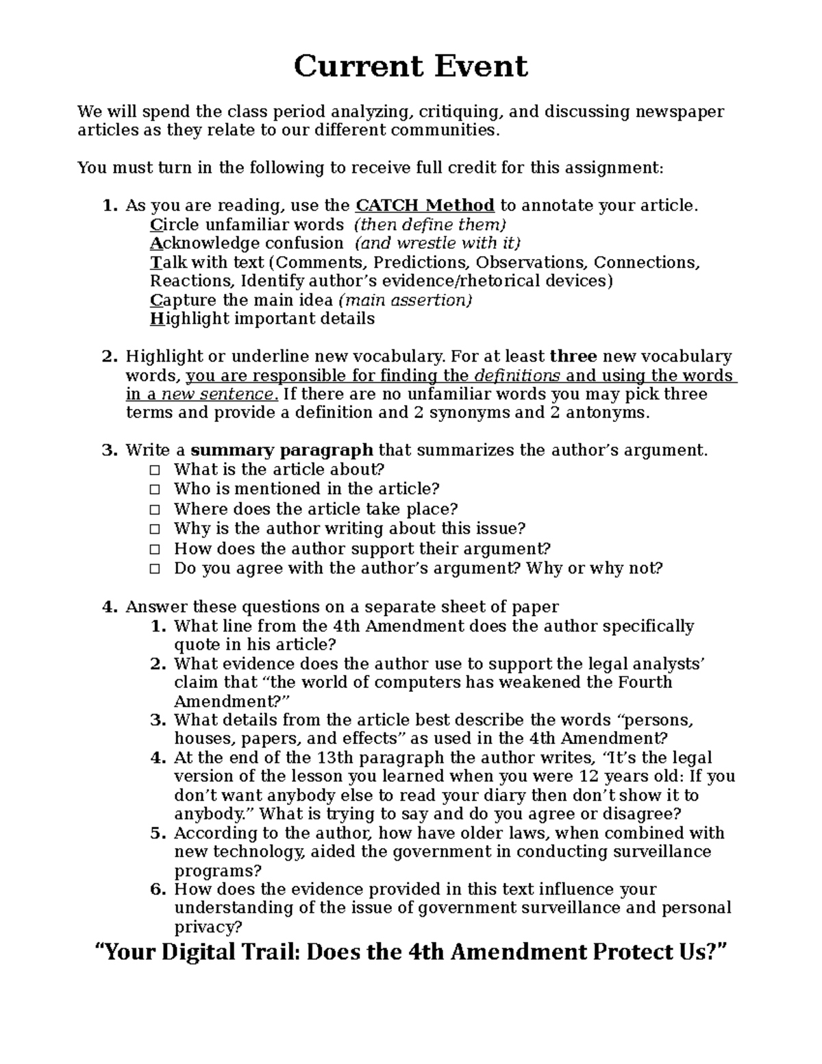 “Your Digital Trail- Does the 4th Amendment Protect Us”-5 - Current ...