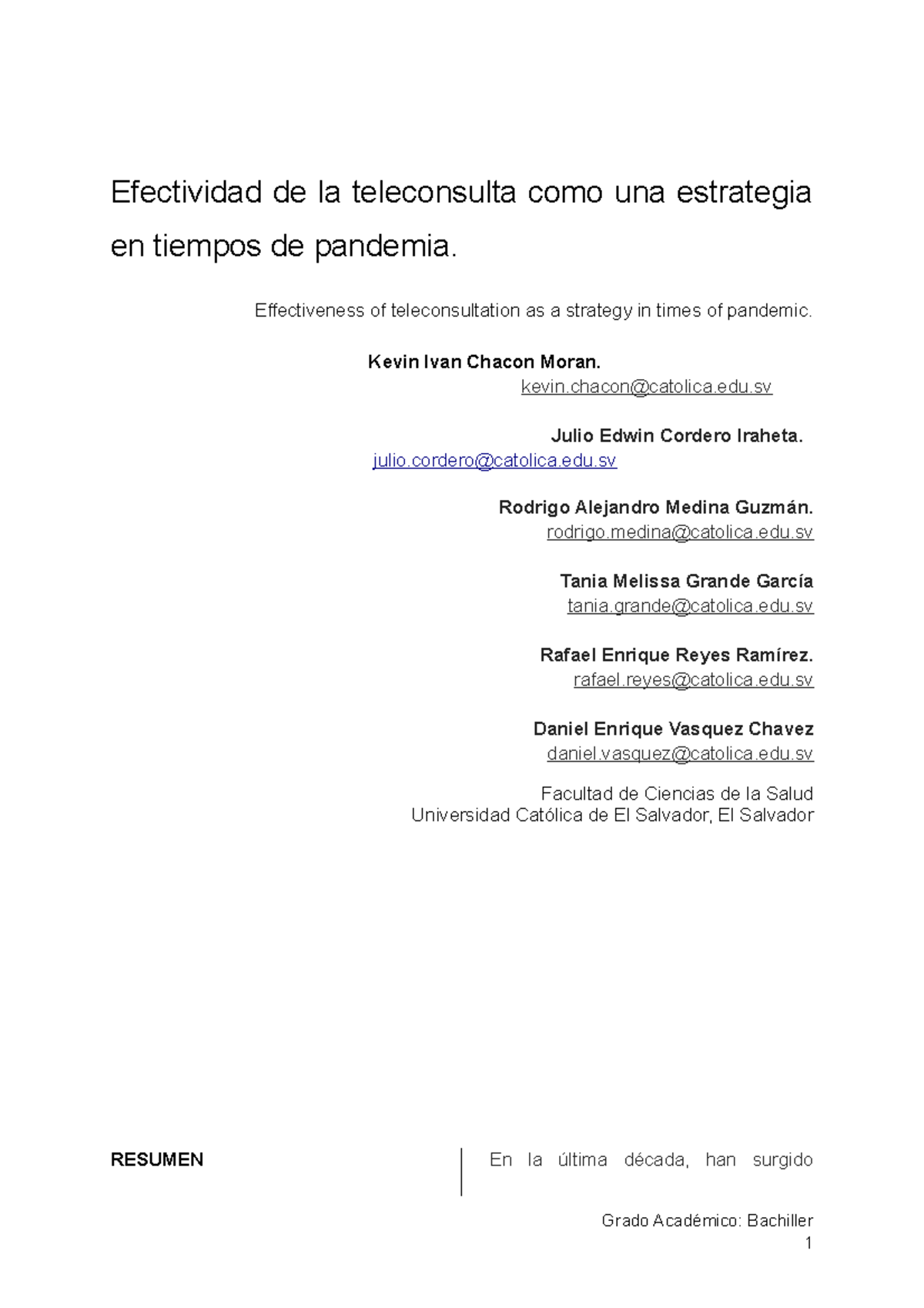 Articulo cientifico - 3r3r - Efectividad de la teleconsulta como una ...