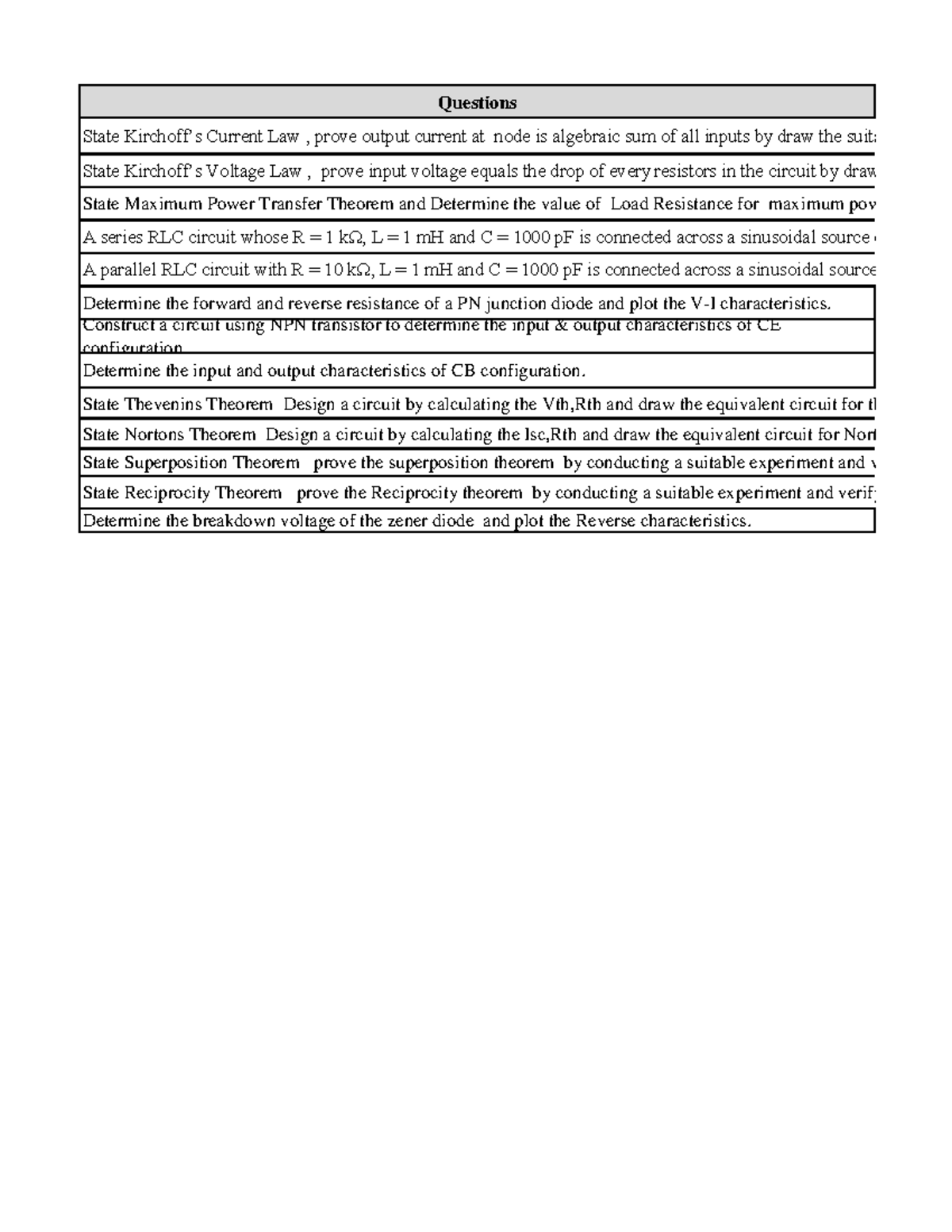 EDC LAB Question - Questions State Kirchoff’s Current Law , prove output current at node is ...