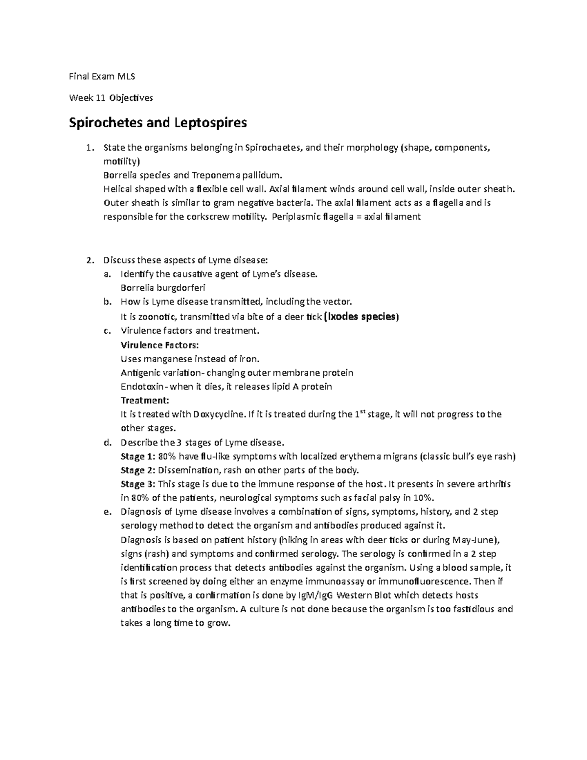 EXAM 4 MLS Objectives - Microbiology exam 4 objective notes and ...