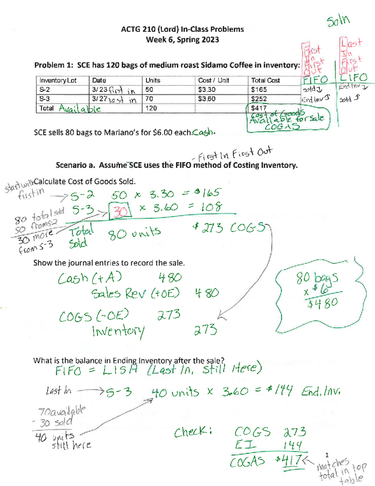 Week 6 In-Class Solutions - ACTG 210 - Studocu