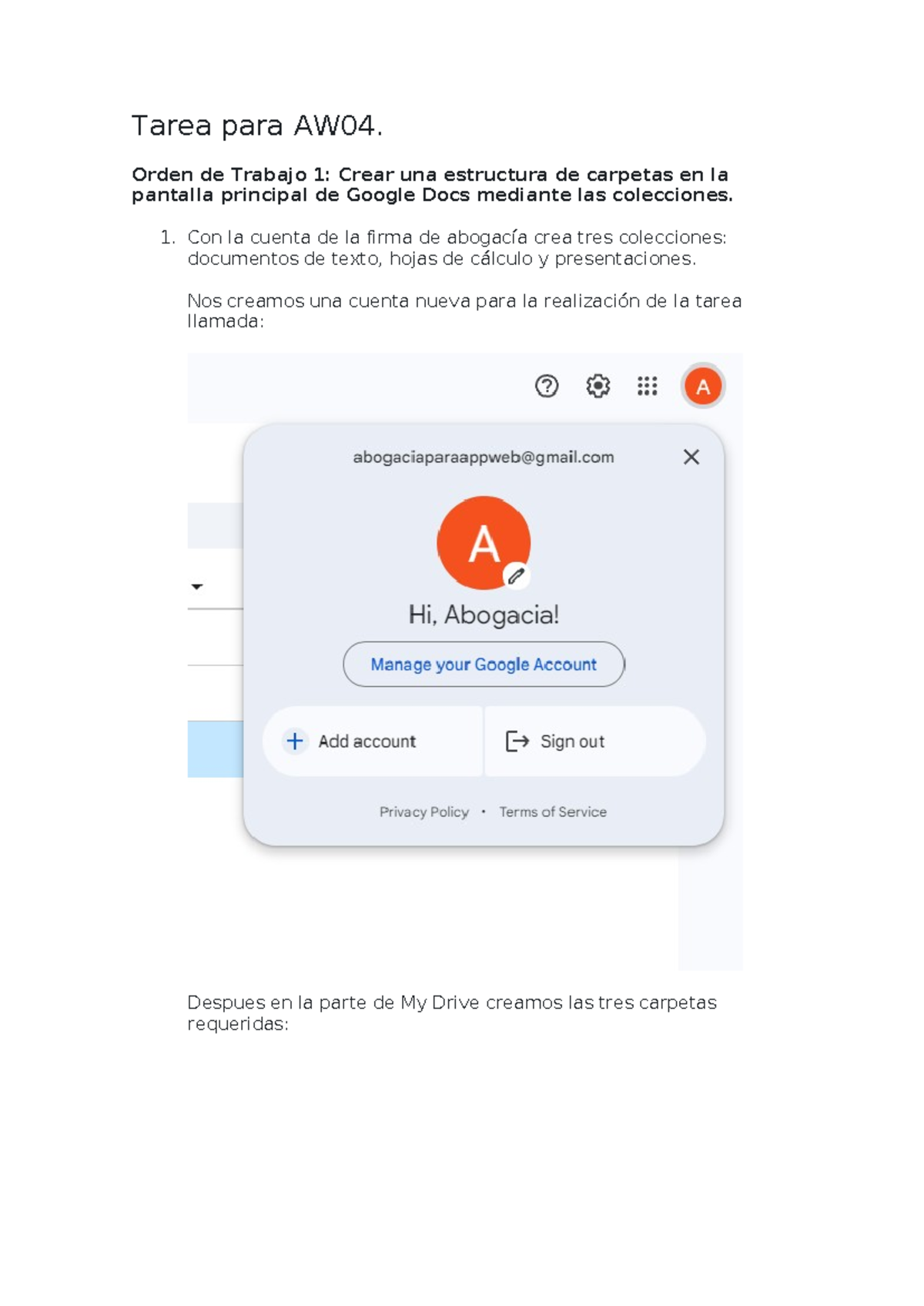 Petre Gabriela AW04 Tarea - Tarea para AW04. Orden de Trabajo 1: Crear ...