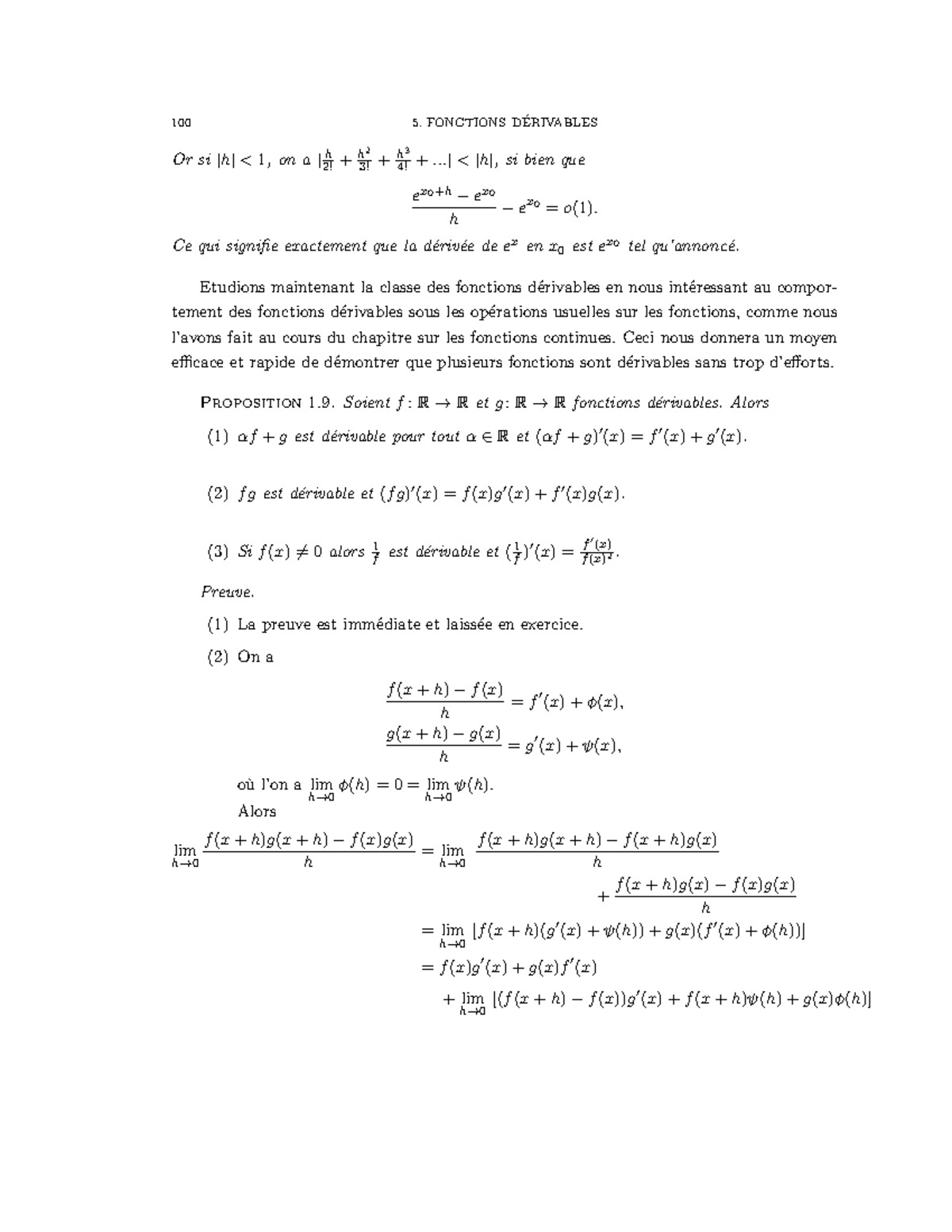 Cours Math Collin Analyse-34 - 100 5. FONCTIONS D ́ERIVABLES Or si |h|