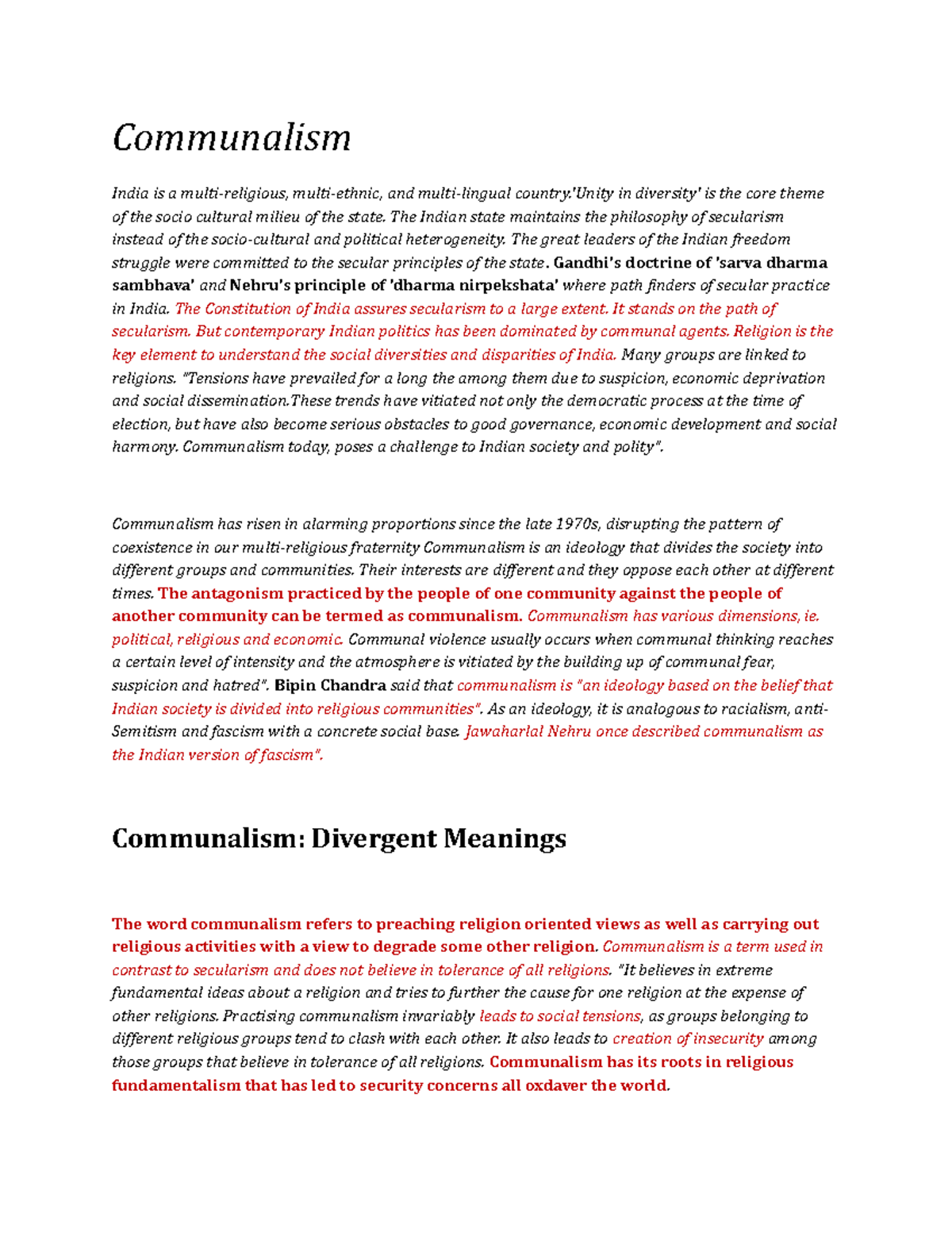 Communalism - Communalism India is a multi-religious, multi-ethnic, and ...