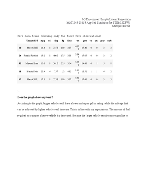 1-5 discussion - MAT-243-J1653 Applied Statistics for STEM 22EW1 - 1-5 ...