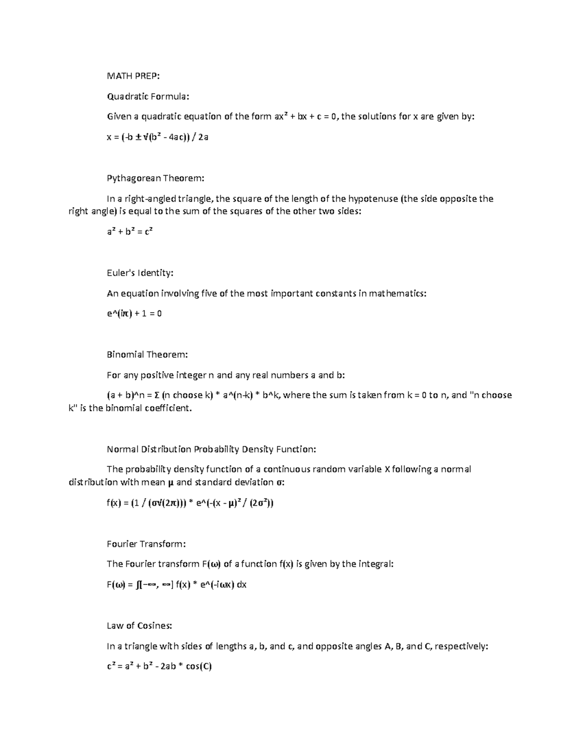 MATH PREP - prep doc - MATH 1010 - U of M - Studocu