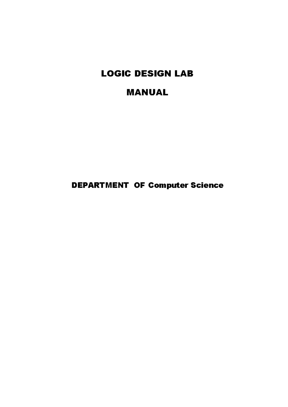 Logic Design Lab Cse Iii Logic Design Lab Manual Department Of Computer Science Contents 1303