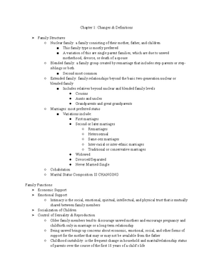 Cohen, Chapter 1 - Lecture Notes - Chapter 1: The Sociology Of Family ...