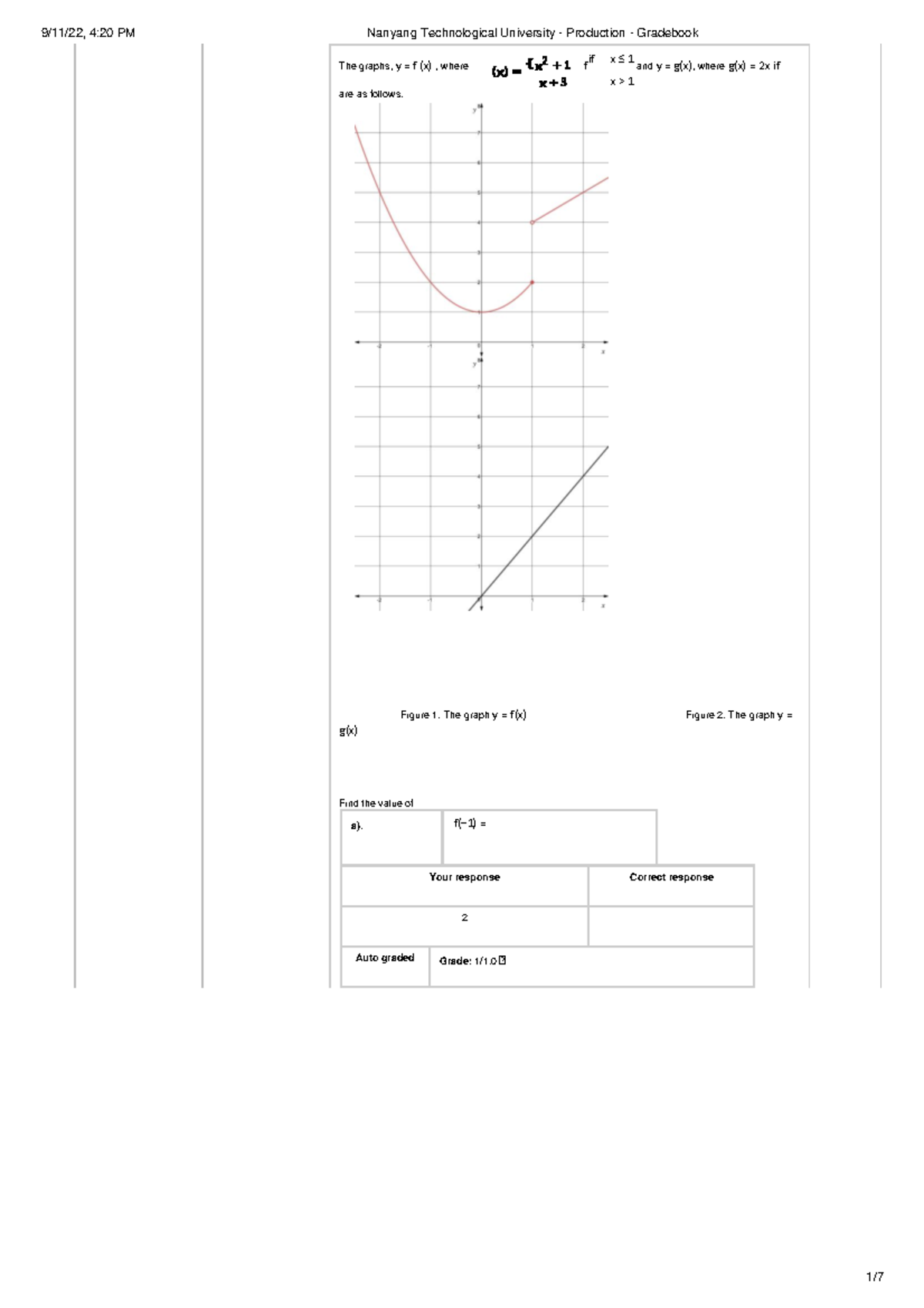 Mobius OA5 Limits - The graphs, y = f (x) , where fif x ≤ 1 and y = g(x ...