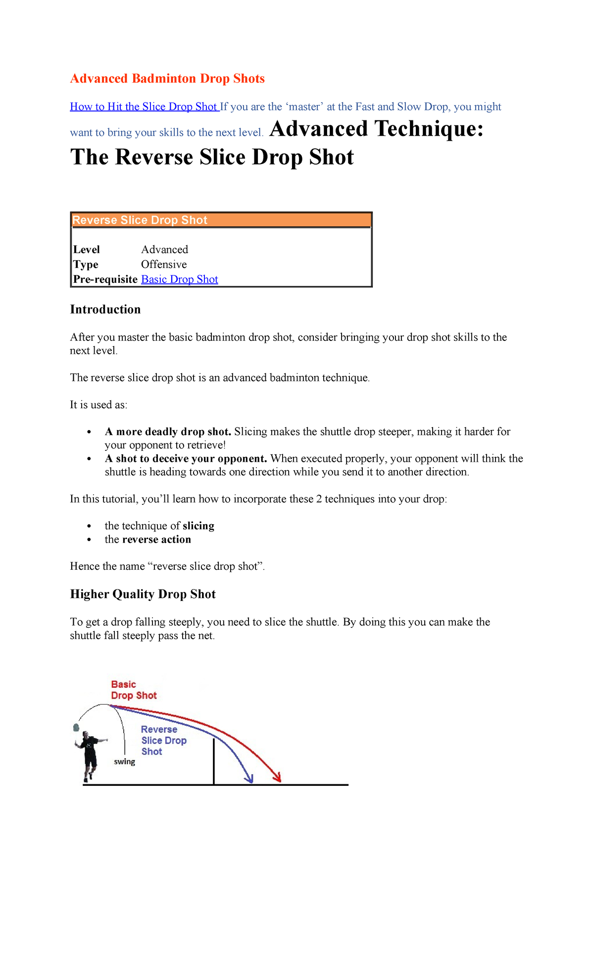 Badminton extension - Advanced Badminton Drop Shots How to Hit the ...