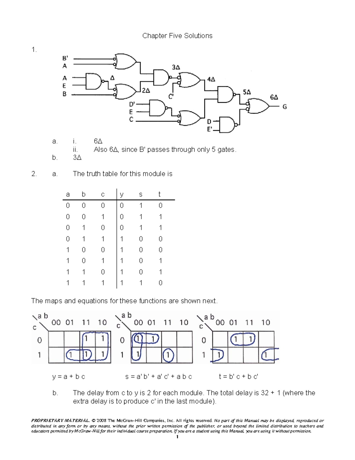 Logic design Chapter 05 Solution - Chapter Five Solutions a. i. 6Δ ii ...