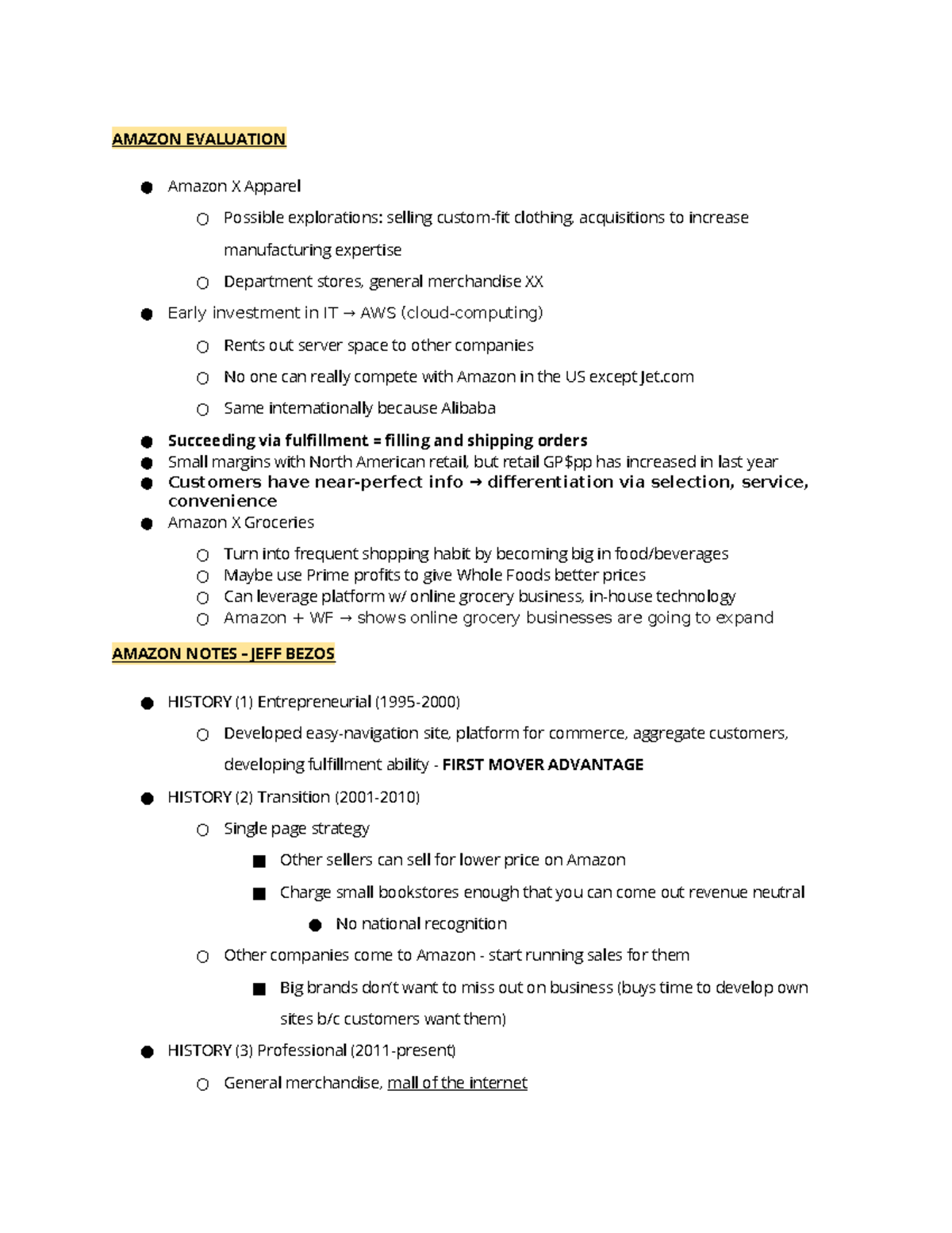 465 Final Study Guide - AMAZON EVALUATION Amazon X Apparel Possible ...
