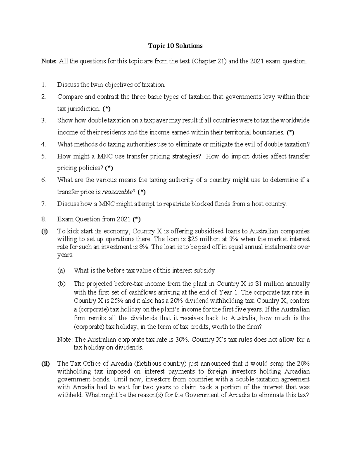 Topic 10Questions - material - Topic 10 Solutions Note: All the ...