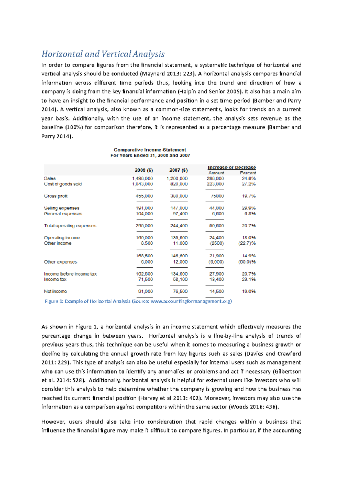 Horizontal and Vertical Analysis - A horizontal analysis compares ...