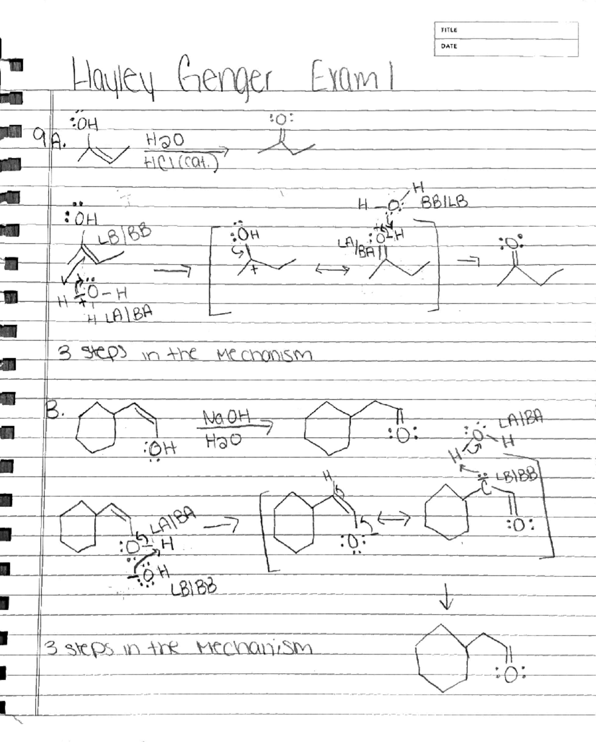 Exam notes for biochemistry - BCH 462 - TITLE DATE Hayley Genger Exam I ...