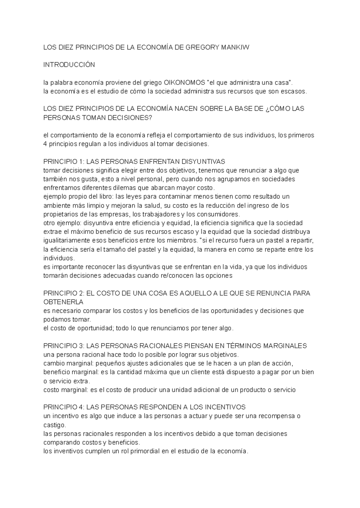 LOS DIEZ Principios DE LA EconomíA DE Gregory Mankiw - LOS DIEZ PRINCIPIOS DE LA ECONOMÍA DE ...