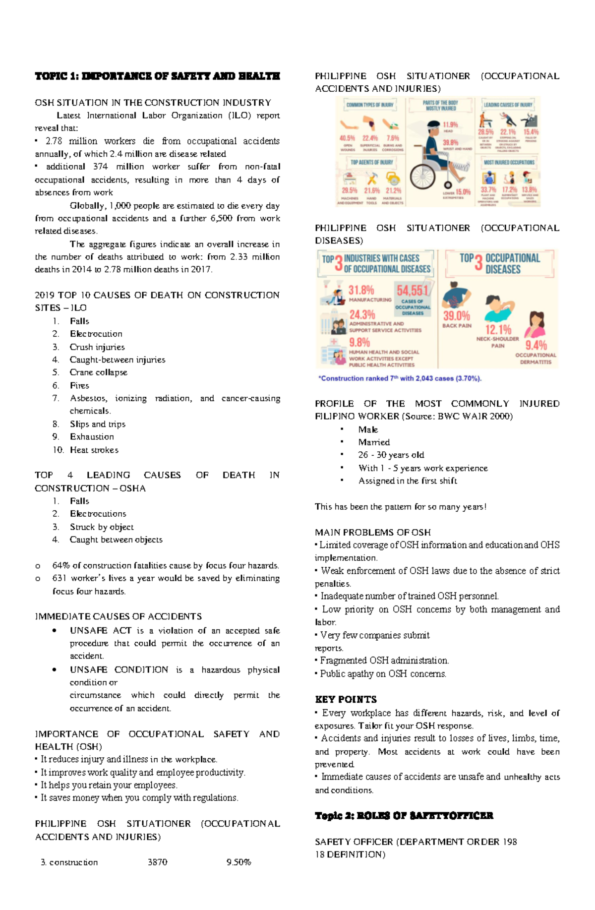 COSH-DAY-1 - COSH DAY 1 - TOPIC 1 : IMPORTANCE OF SAFETY AND HEALTH OSH ...