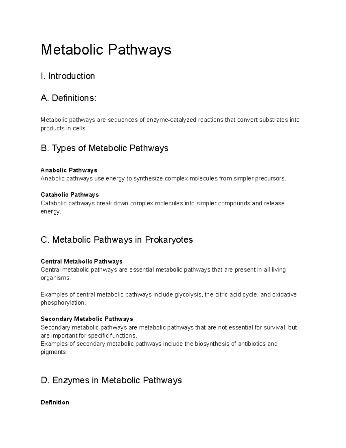 Microbiology (BIO-2010 ) Lecture 13 - Metabolic Pathways - Metabolic ...