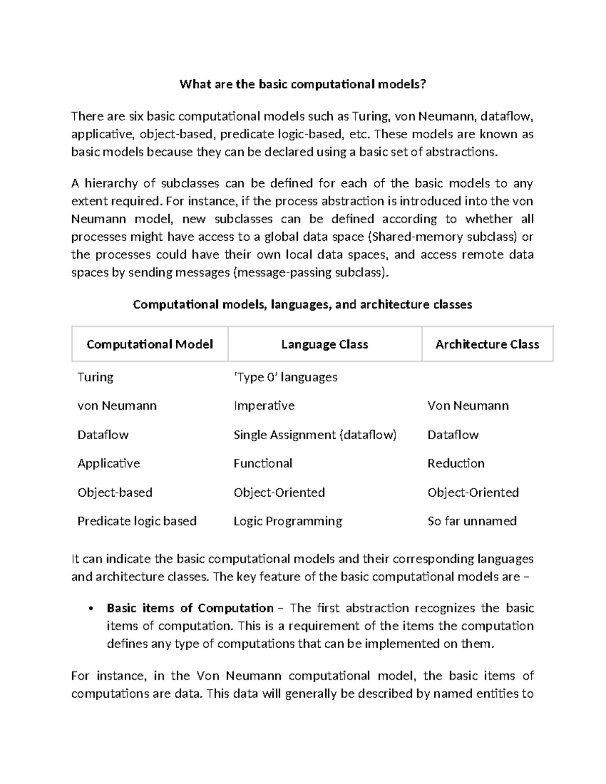 Basic computational MOdel - What are the basic computational models ...
