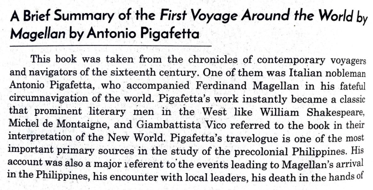 Magellans first voyage by Pigafetta - A Brief Summary of the Firsf ...