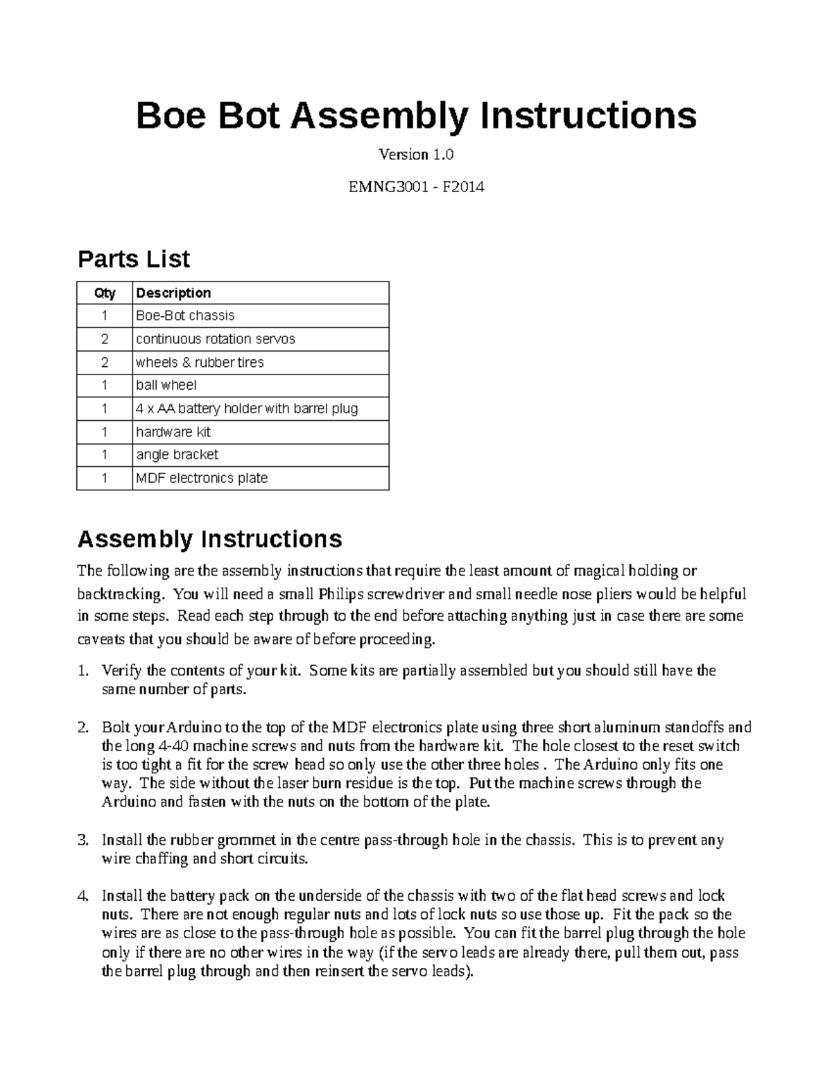 Boe-Bot Assembly Instructions v1 - Boe Bot Assembly Instructions ...