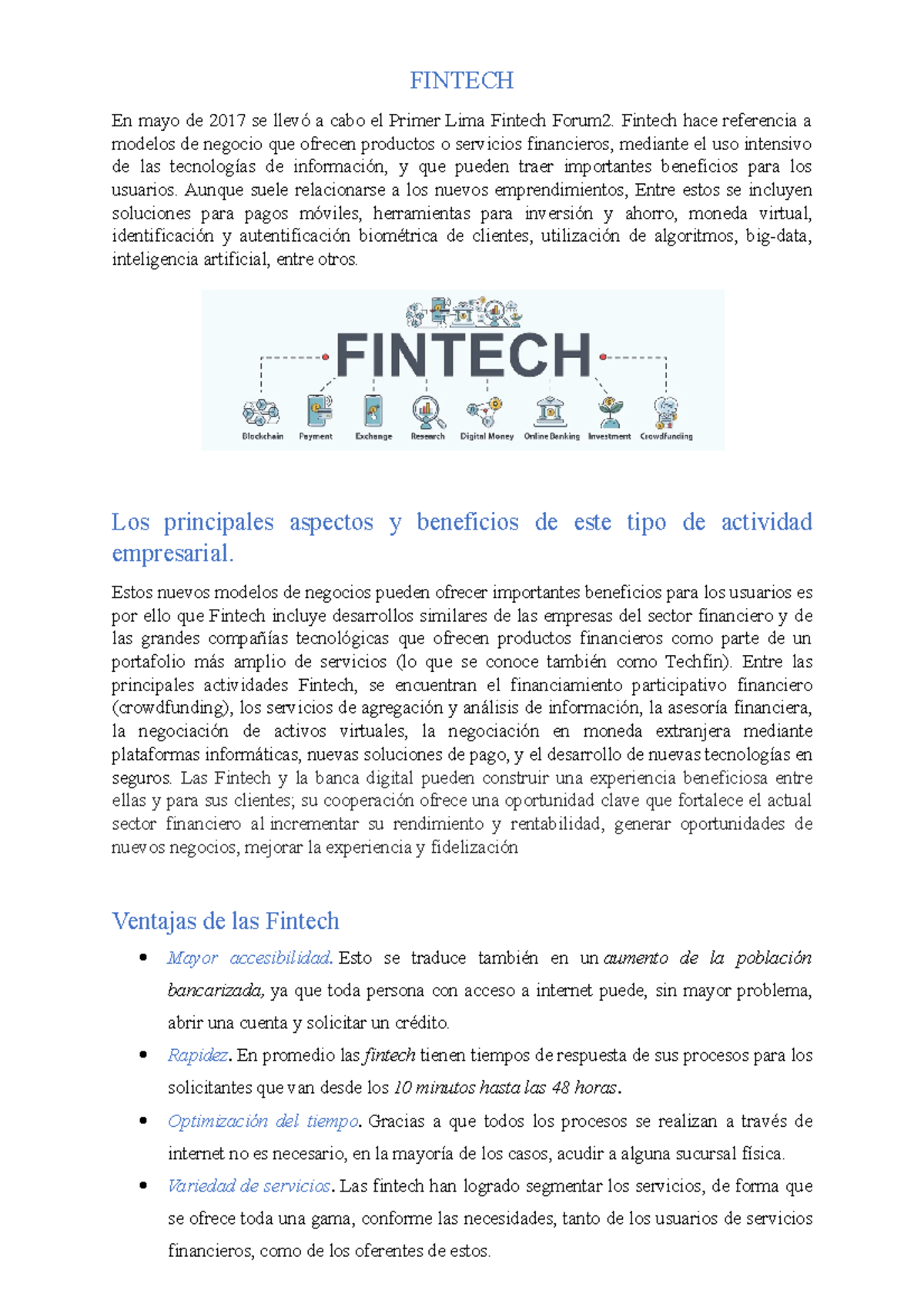 Fintech (tarea 4) - FINTECH En mayo de 2017 se llevó a cabo el Primer ...