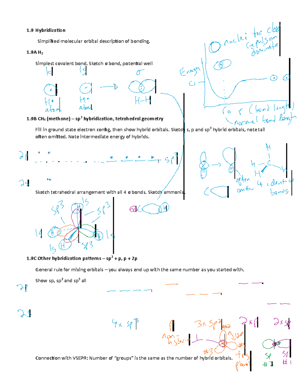 Chem2010 Ch 1 Notes 1 - 1 Hybridization Simplified molecular orbital ...