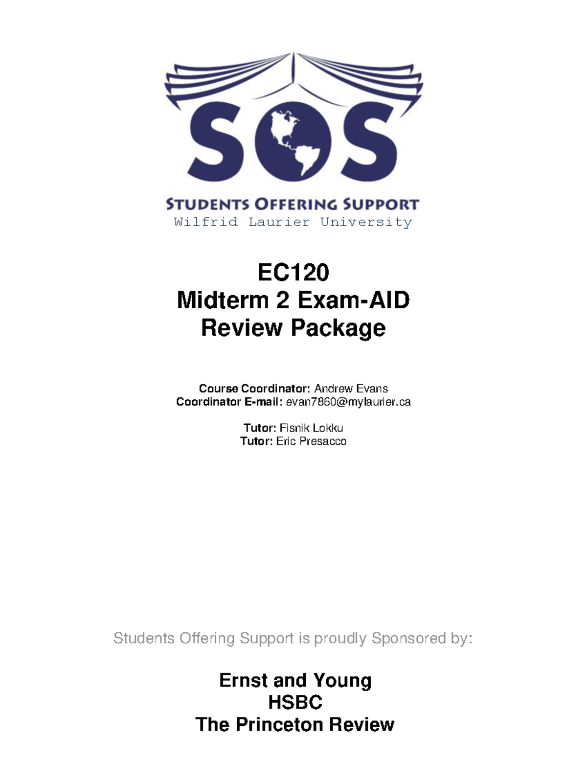 EC120 Practice Exam Midterm 2 - Wilfrid Laurier University EC Midterm 2 ...