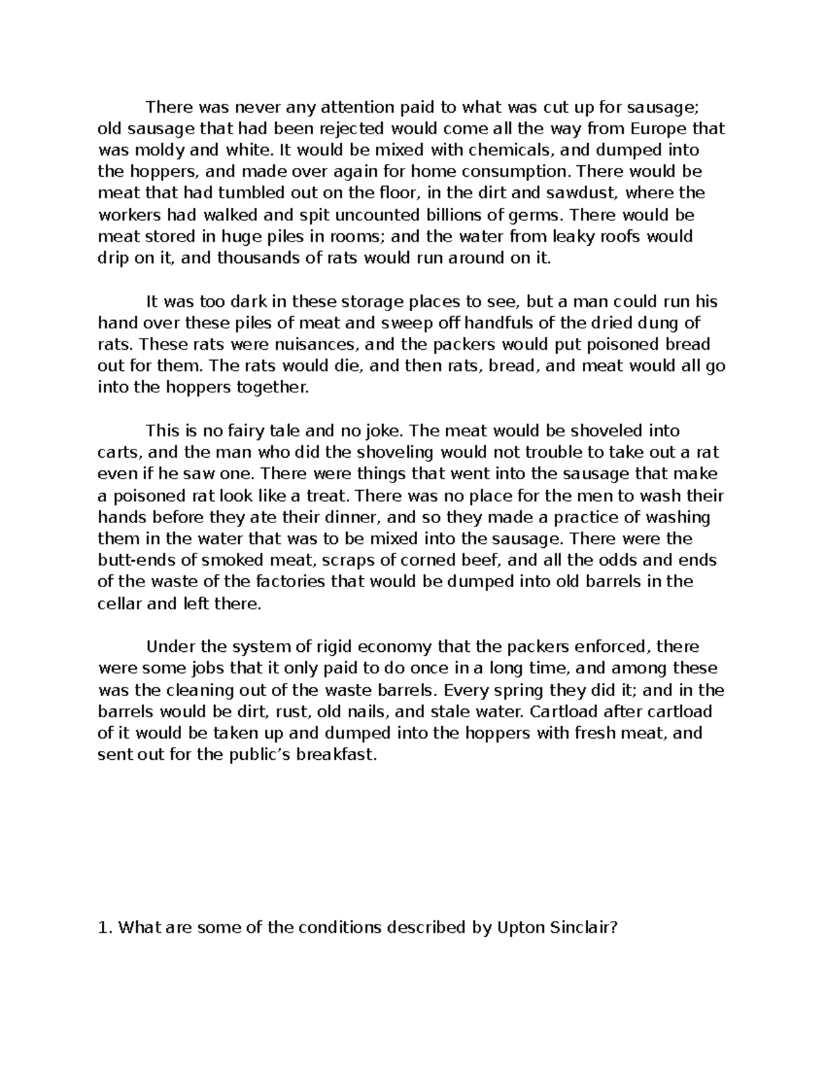Copy - The Jungle - Upton Sinclair 2 - There was never any attention ...
