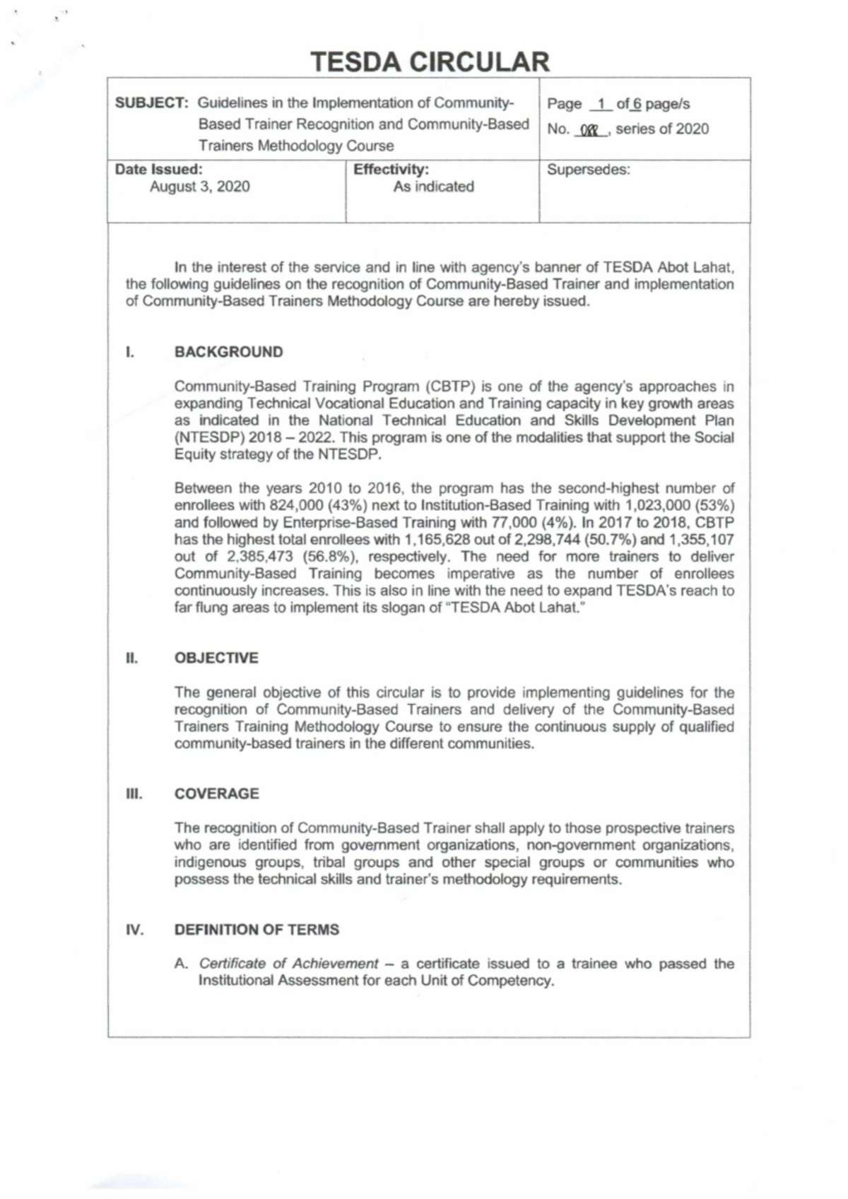Tesda-Circular-No.-088-2020 (1) - Copy - Copy - Critical Approaches to ...